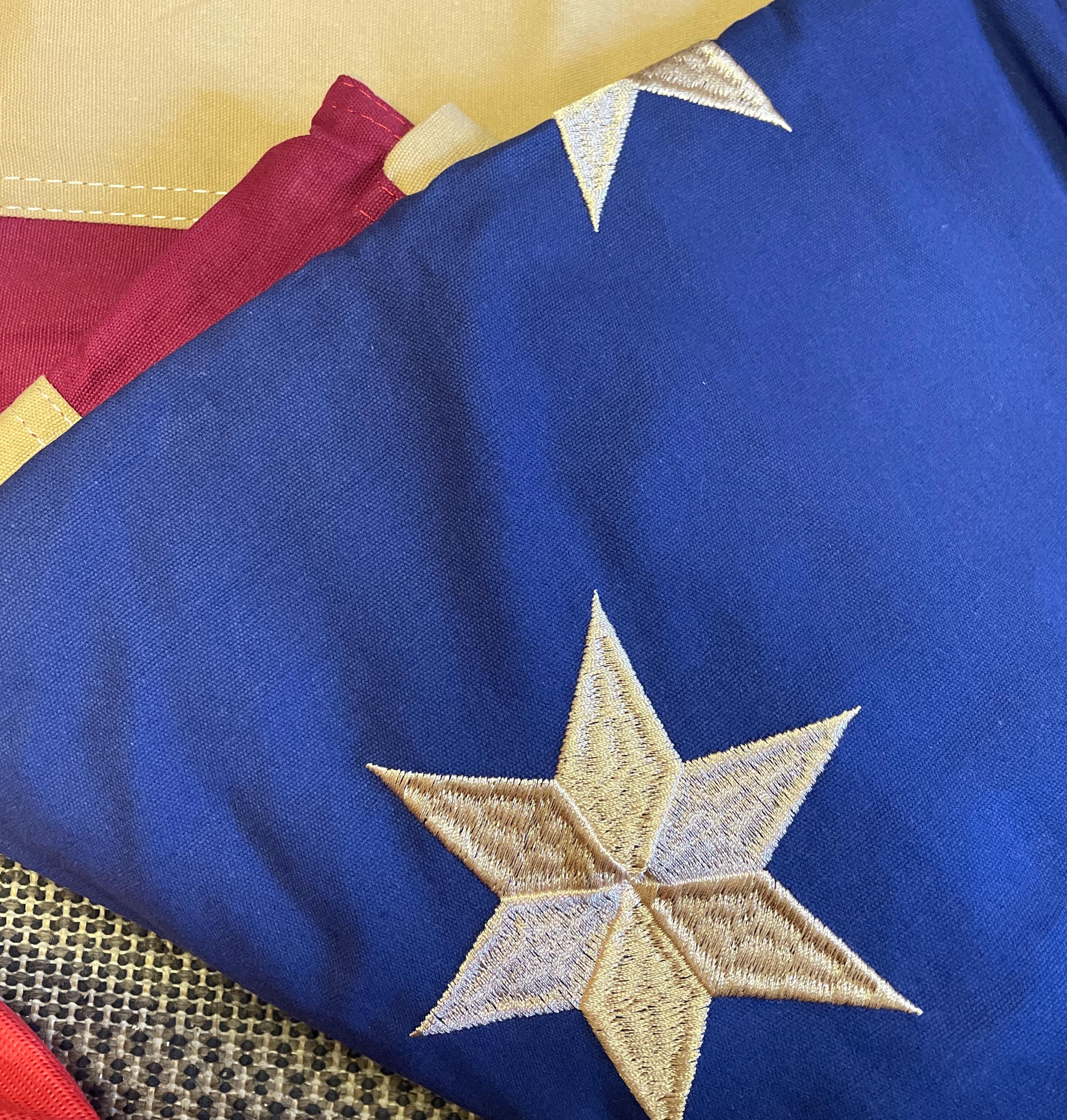 1777 Hopkinson US Civil Flag: Embroidered, Cotton Tea Stained 13 Stars ...