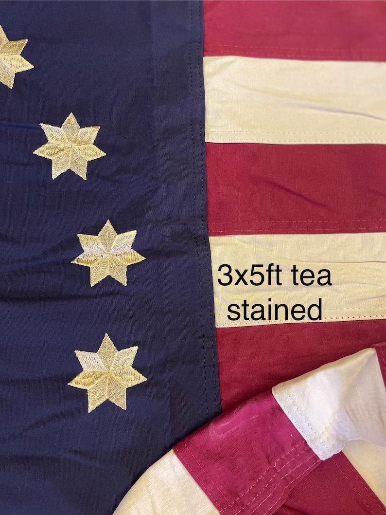 Bennington 1776 Flag: Tea Stained Vintage Cotton and Nylon, Historical ...