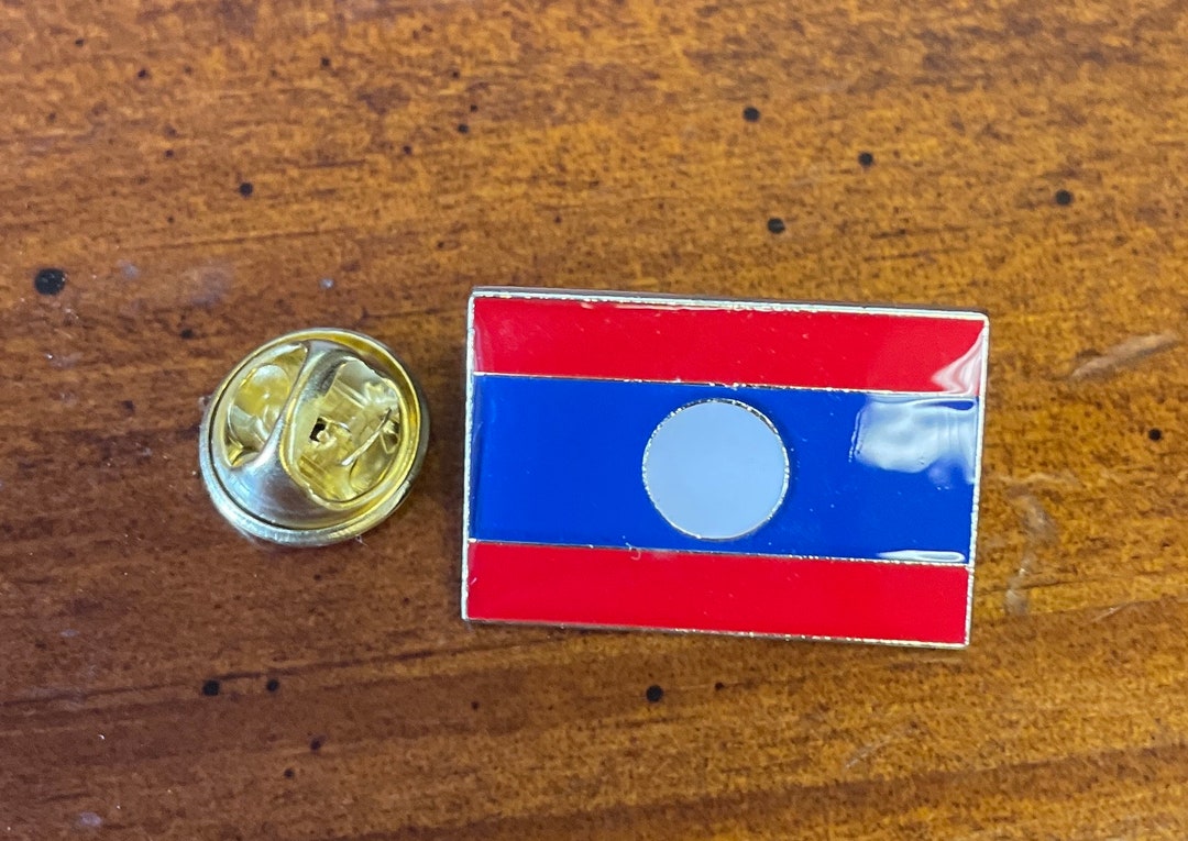Laos Country Flag and Old Laos Historical Country Lapel Pin Hand ...