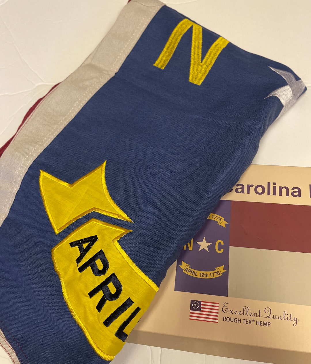 North Carolina State Sewn Premium Flag Embroidered 3x5ft Organic Hemp ...
