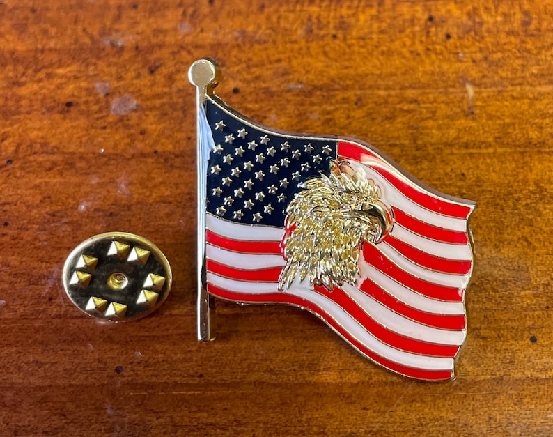 American or Eagle Flag Lapel Pin: Patriotic Cloisonné Pin - Etsy