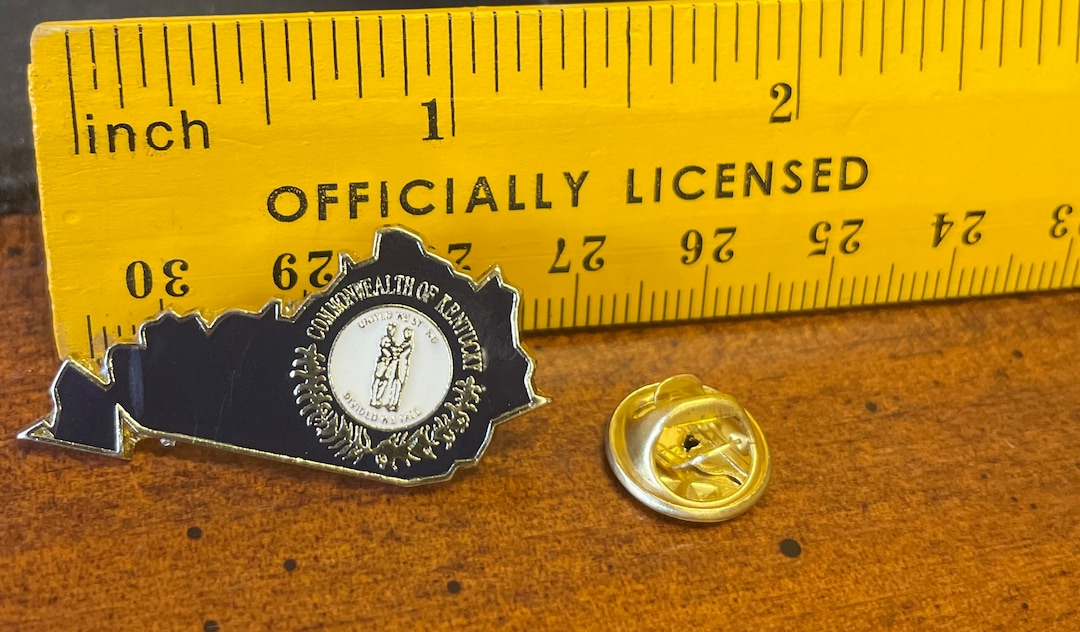 Kentucky State Map Flag Pin Hand Stamped and Baked Finished Cloisonné ...