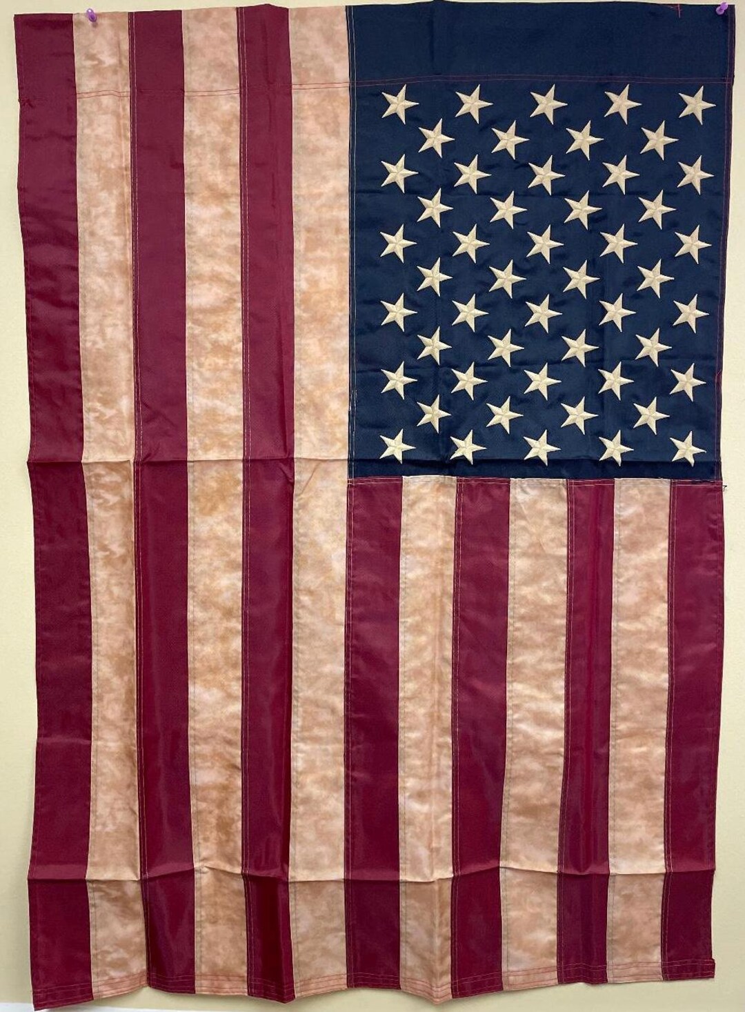 Tea Stained USA Flag 28"x40": Sewn, Embroidered, Weather Resistant ...