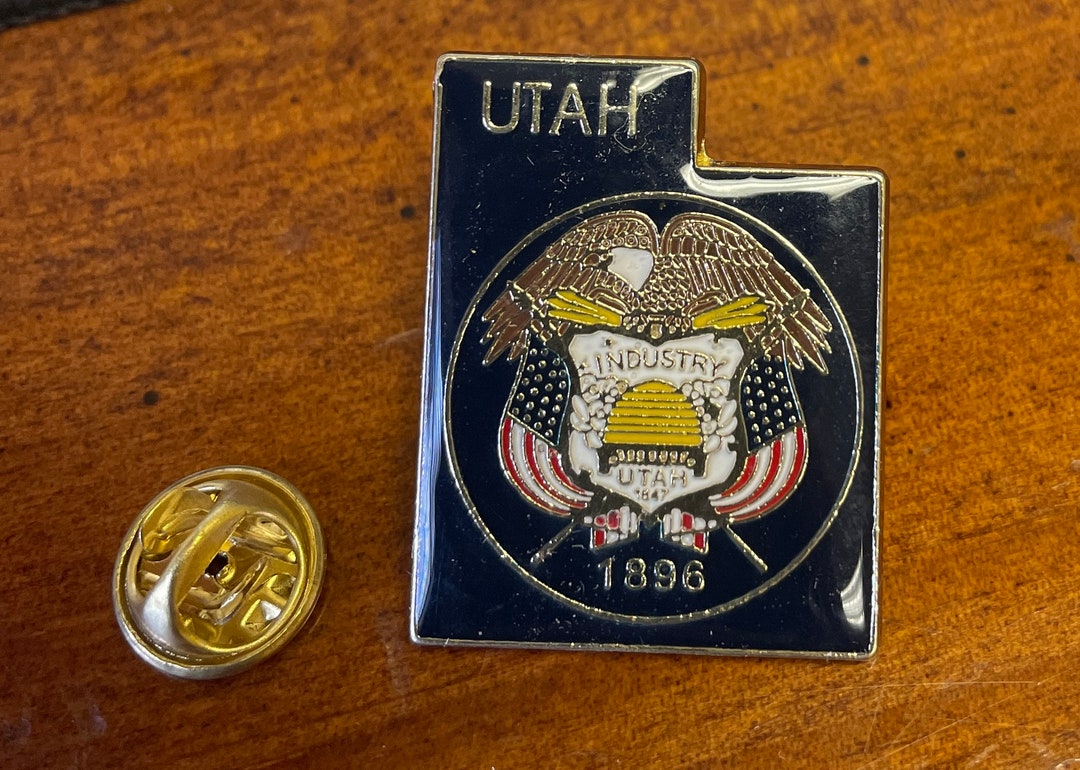 Utah State Flag Lapel Pin Hand Stamped and Baked Finished Cloisonné Hat ...