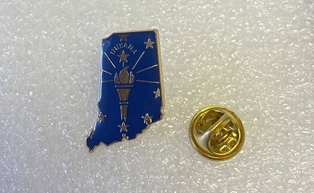 Indiana State Flag Lapel Pin Hand Stamped and Baked Finished Cloisonné ...