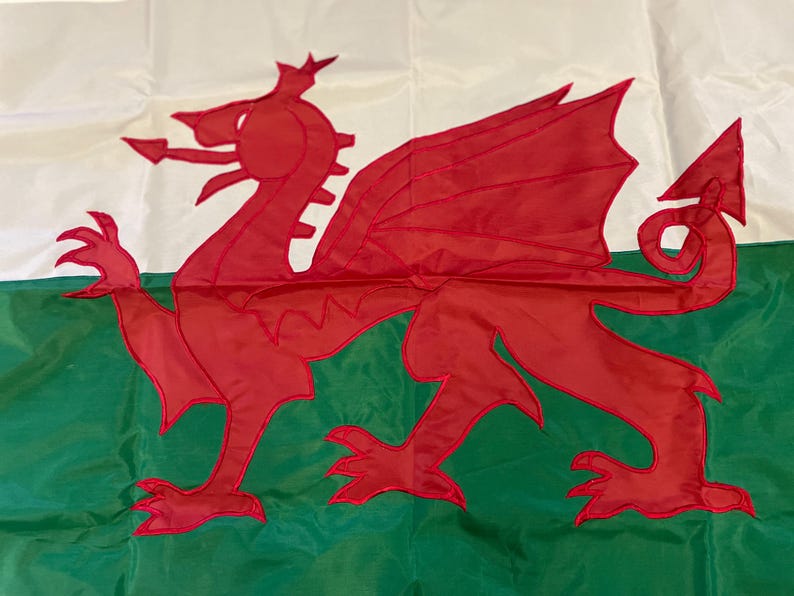 Vintage 1990s Welsh Flag: Embroidered Red Dragon, Wales UK - Etsy
