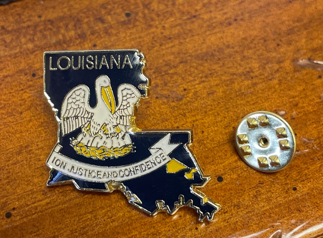 Louisiana State Flags and Pin Hand Stamped and Baked Finished Cloisonné ...
