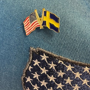 Sweden Flag Lapel Pin: Hand Stamped Cloth Biker Pin - Etsy