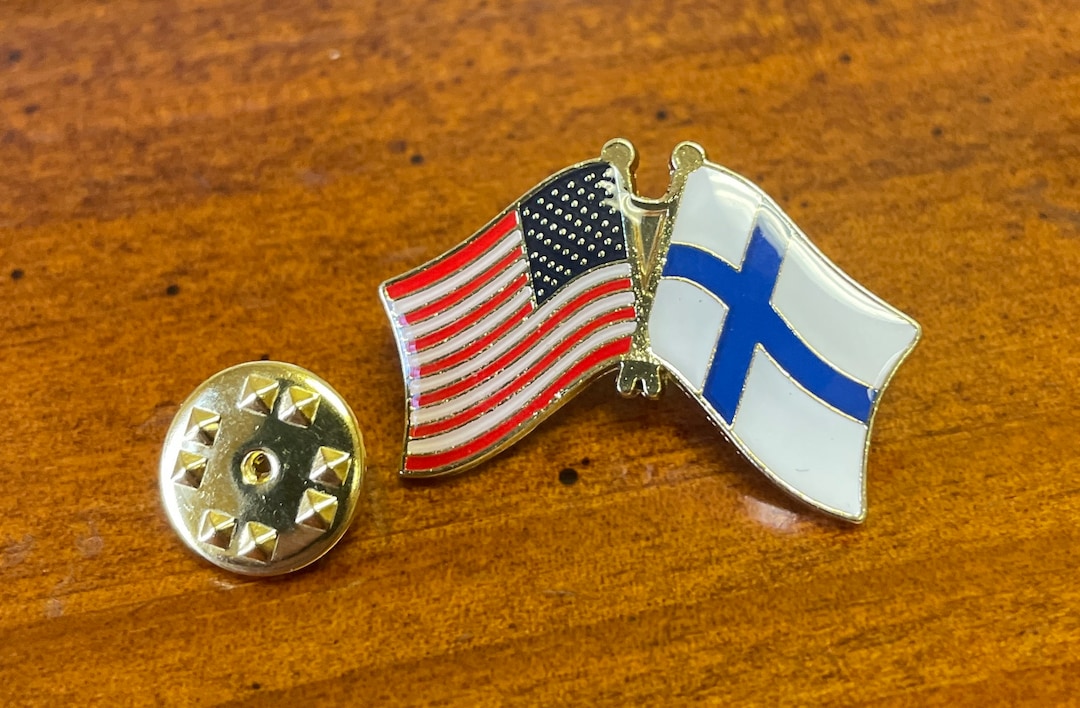 USA & Finland Country Flag Friendship Pin Hand Stamped and Baked ...