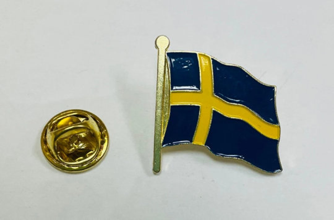 Sweden Country Lapel Pin Hand Stamped and Baked Finished Cloth, Hat and ...