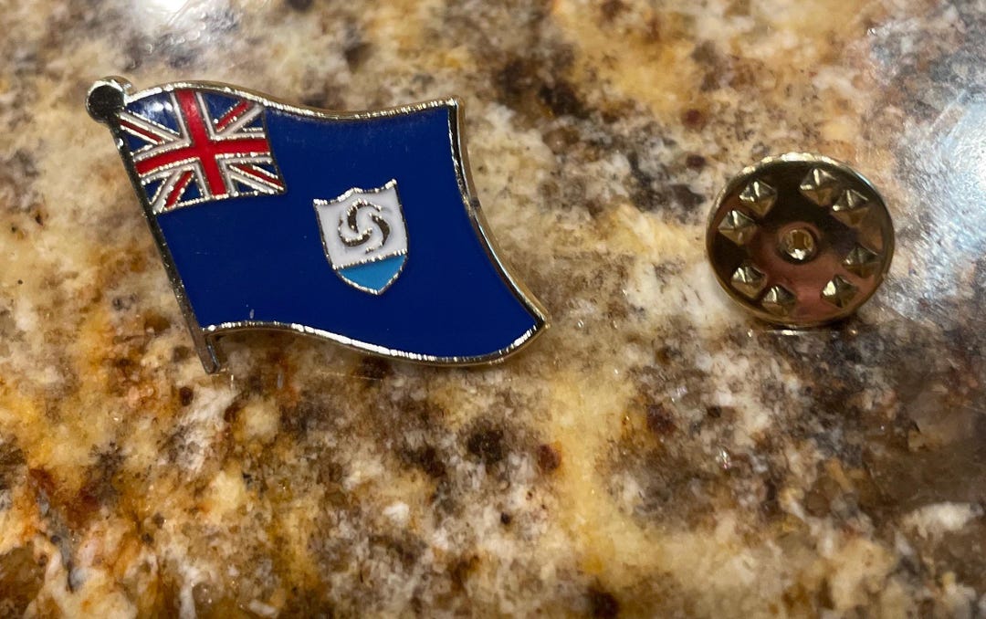 Anguilla County Flag Wavy Pin Hand Stamped and Baked Finished Cloisonné ...