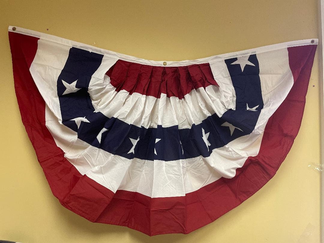 American Flag Bunting: Pleated Cotton Fan With Brass Grommets - Etsy