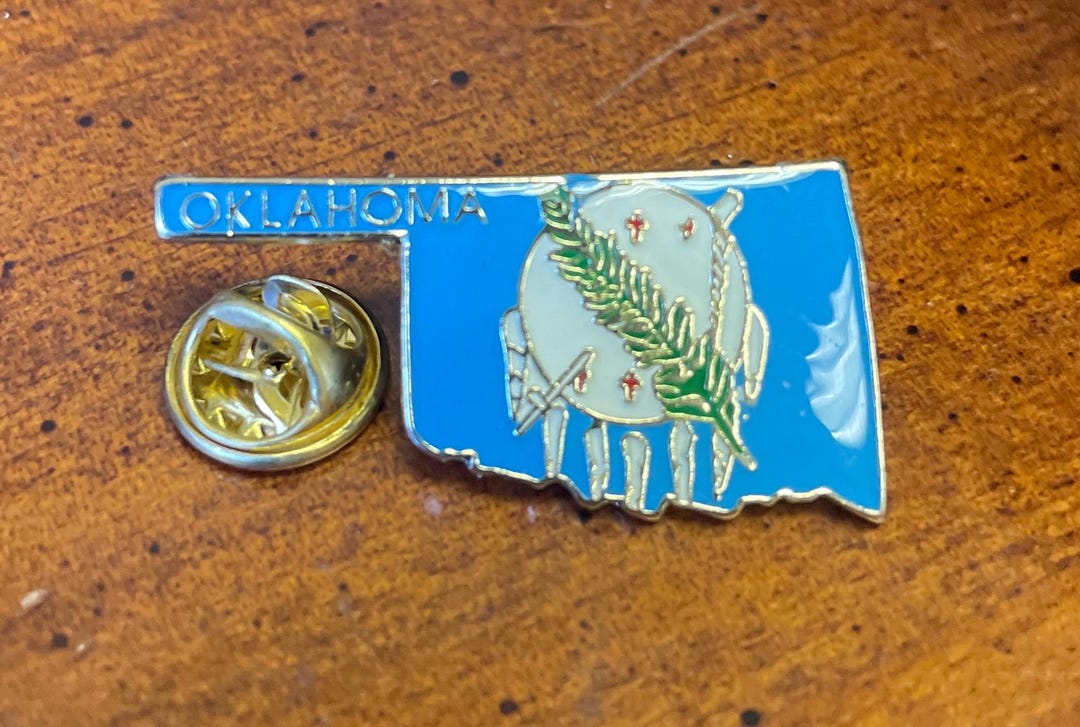Oklahoma State Flag Cloisonné Pin: Hand Stamped Lapel Pin - Etsy