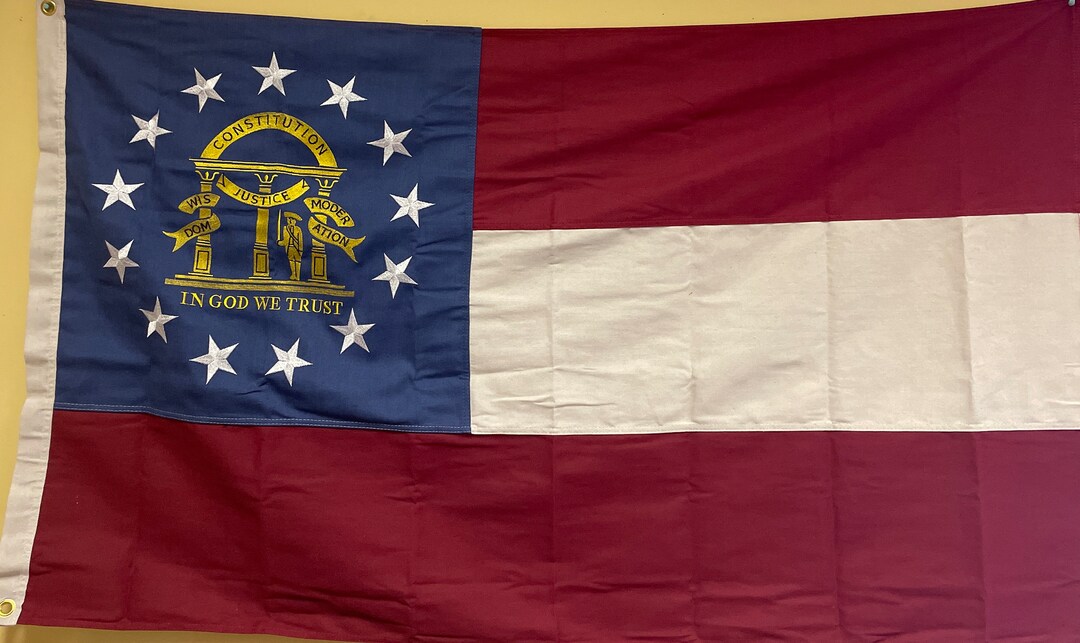 Embroidered Georgia State Flag: Sewn Hemp 3x5 Ft With Grommets - Etsy