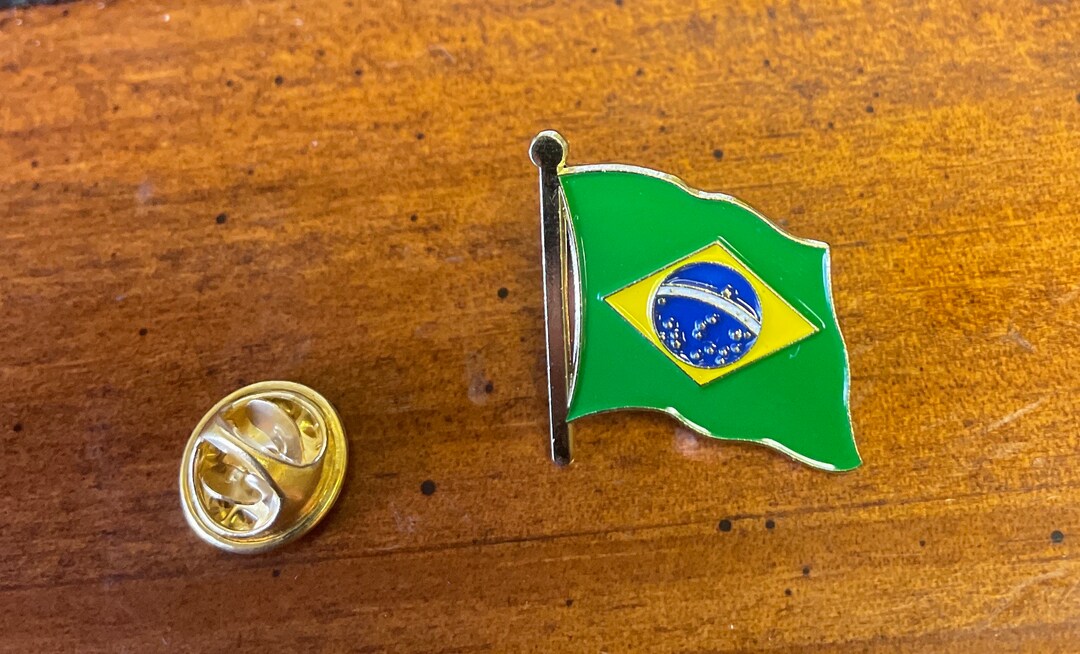 USA & Brazil Friendship Lapel Pin Hand Stamped and Baked Finished ...
