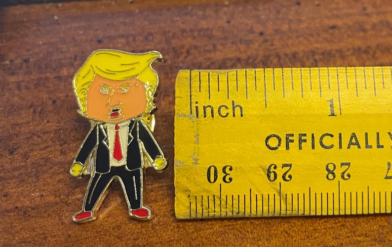 Trump Cartoon “happy Face Pin” Commemorative Pin Hand Stamped Cloisonné ...
