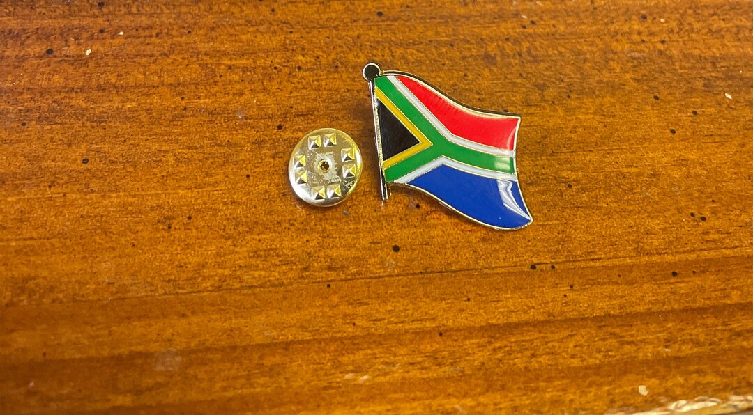 South Africa Wavy Country Flag Pin Hand Stamped and Baked Finished ...