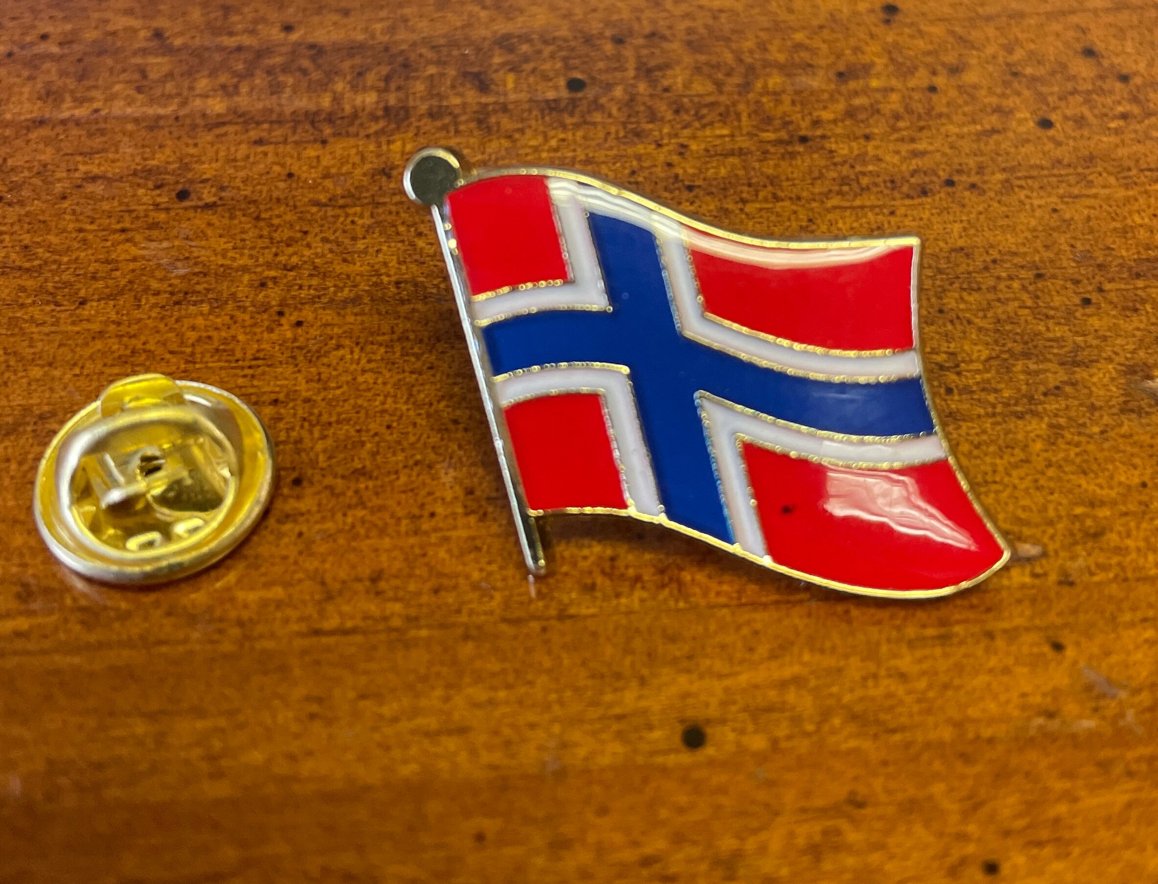 Norway Flag Country Wavy Pin Hand Stamped and Baked Finished Cloisonné ...
