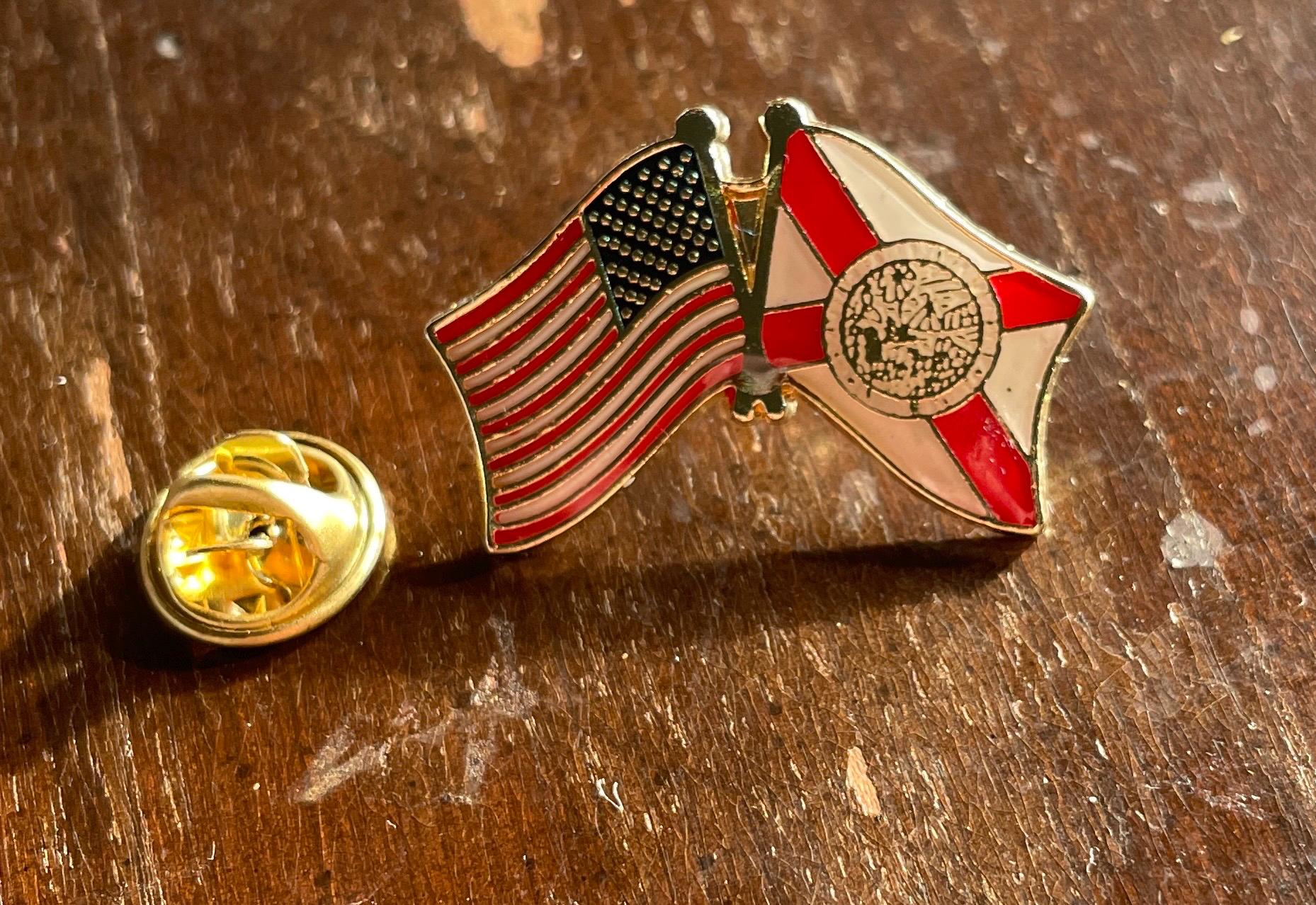 USA & Florida State Flag Lapel Pin Hand Stamped and Baked Finished ...