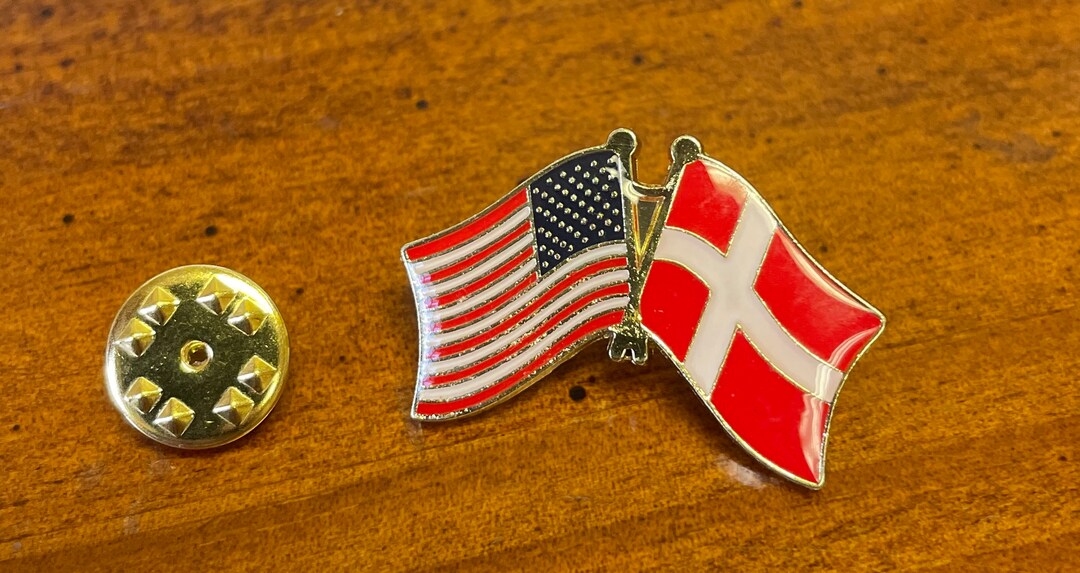 USA & Denmark Country Flag Friendship Lapel Pin Hand Stamped and Baked ...