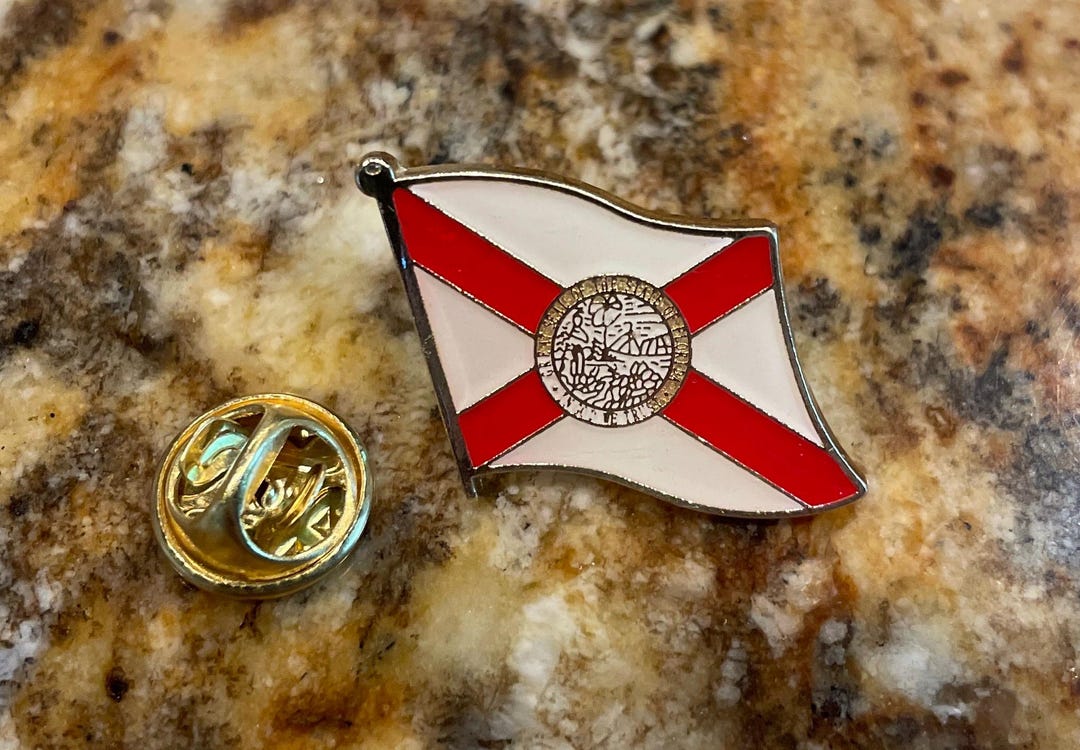 USA & Florida State Flag Lapel Pin Hand Stamped and Baked Finished ...