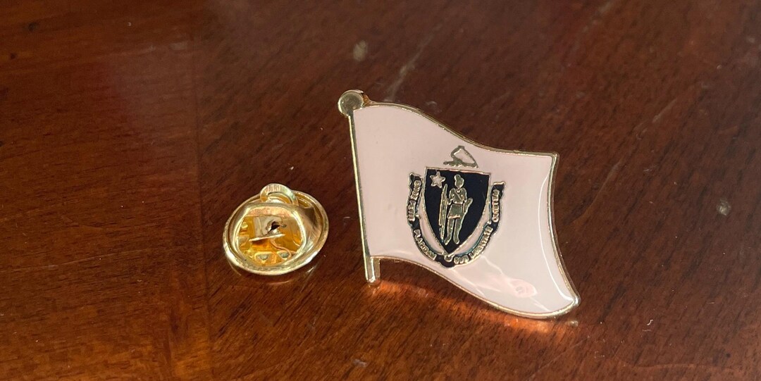 Massachusetts State Flag Wavy Lapel Pin Hand Stamped and Baked Finished ...