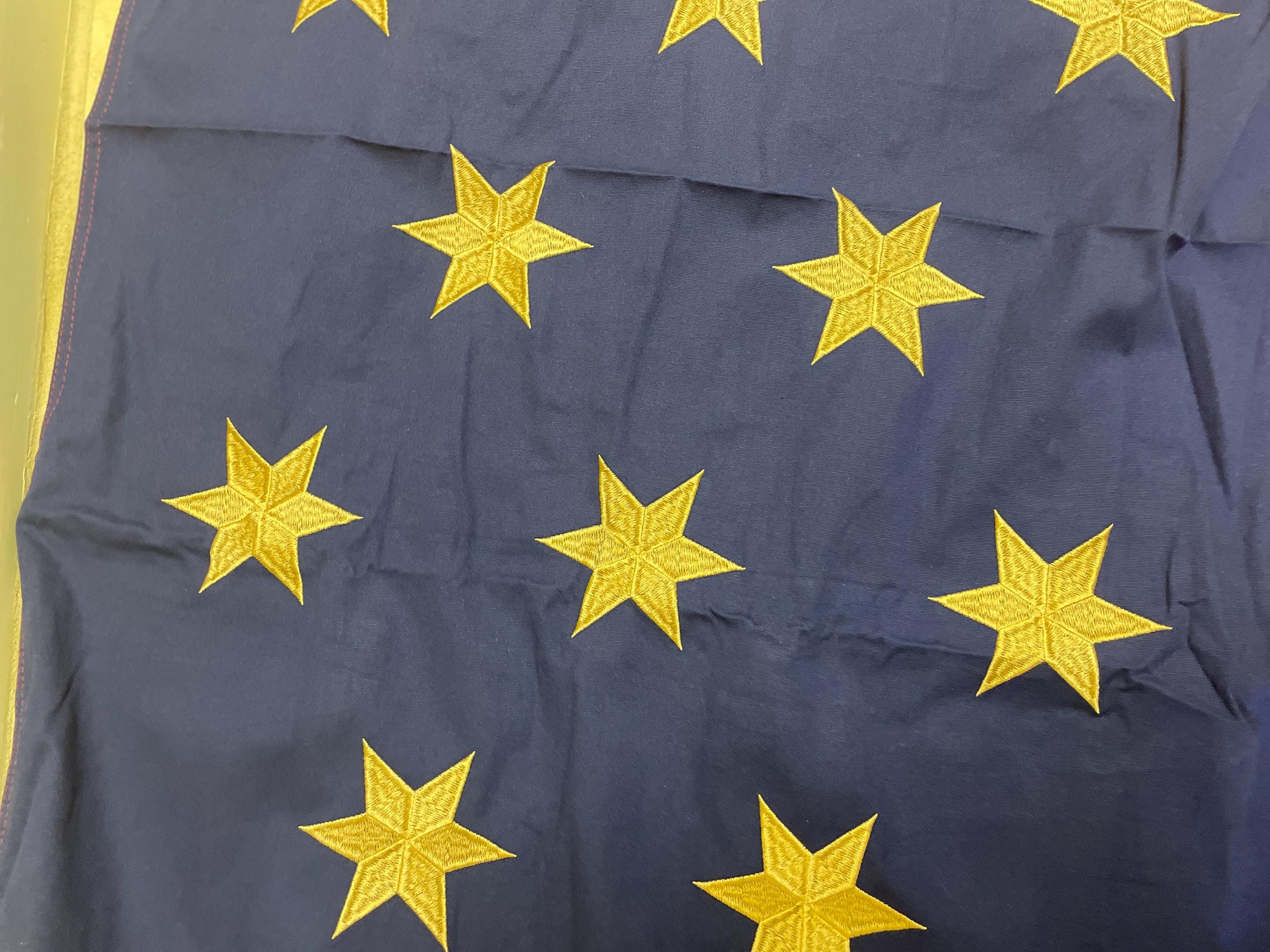 1777 Hopkinson US Civil Flag: Embroidered, Cotton Tea Stained 13 Stars ...