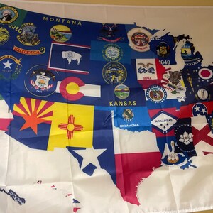 50 States Printed Flag3x5 Ft Single Sided Printed on Both Side With ...