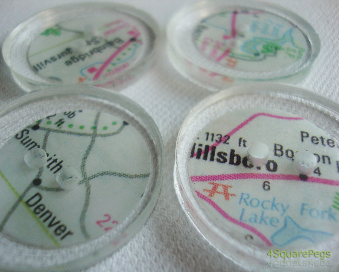 Big Round Maps Buttons - Etsy