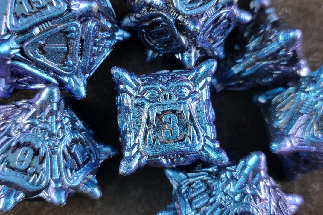 The Maw | Solid Metal Dice Set ~ Monstrous Faces, Different Colours ~ D ...