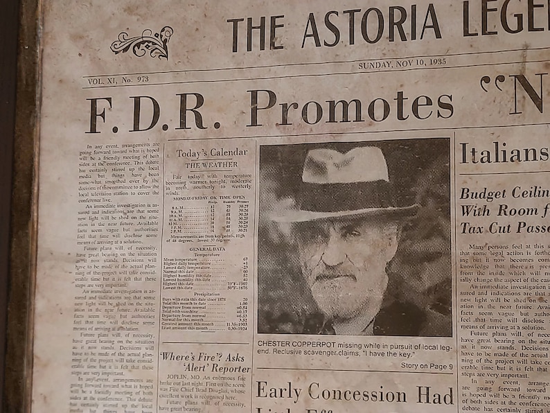 Replica of the Astoria Legend Newspaper, Chester Copperpot Newspaper ...