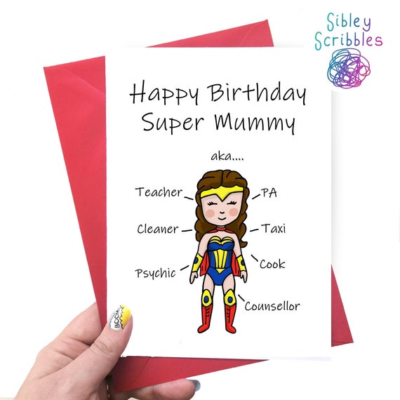 Super Mummy Happy Birthday Card for Mom for Her Mother | Etsy
