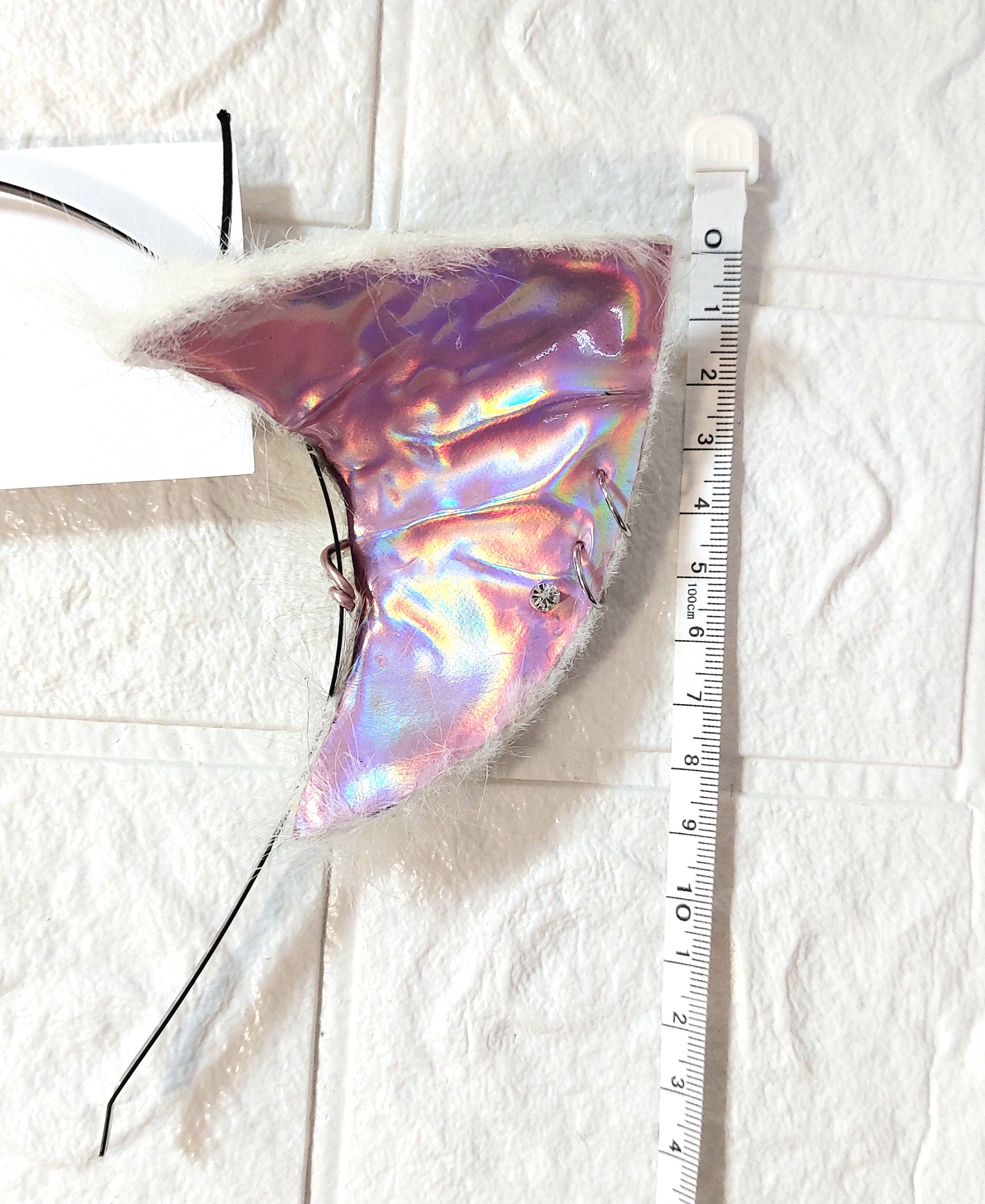 Cute Pastel Pink Cat Cosplay Ears Holographic Wolf Fox Bat Furry ...