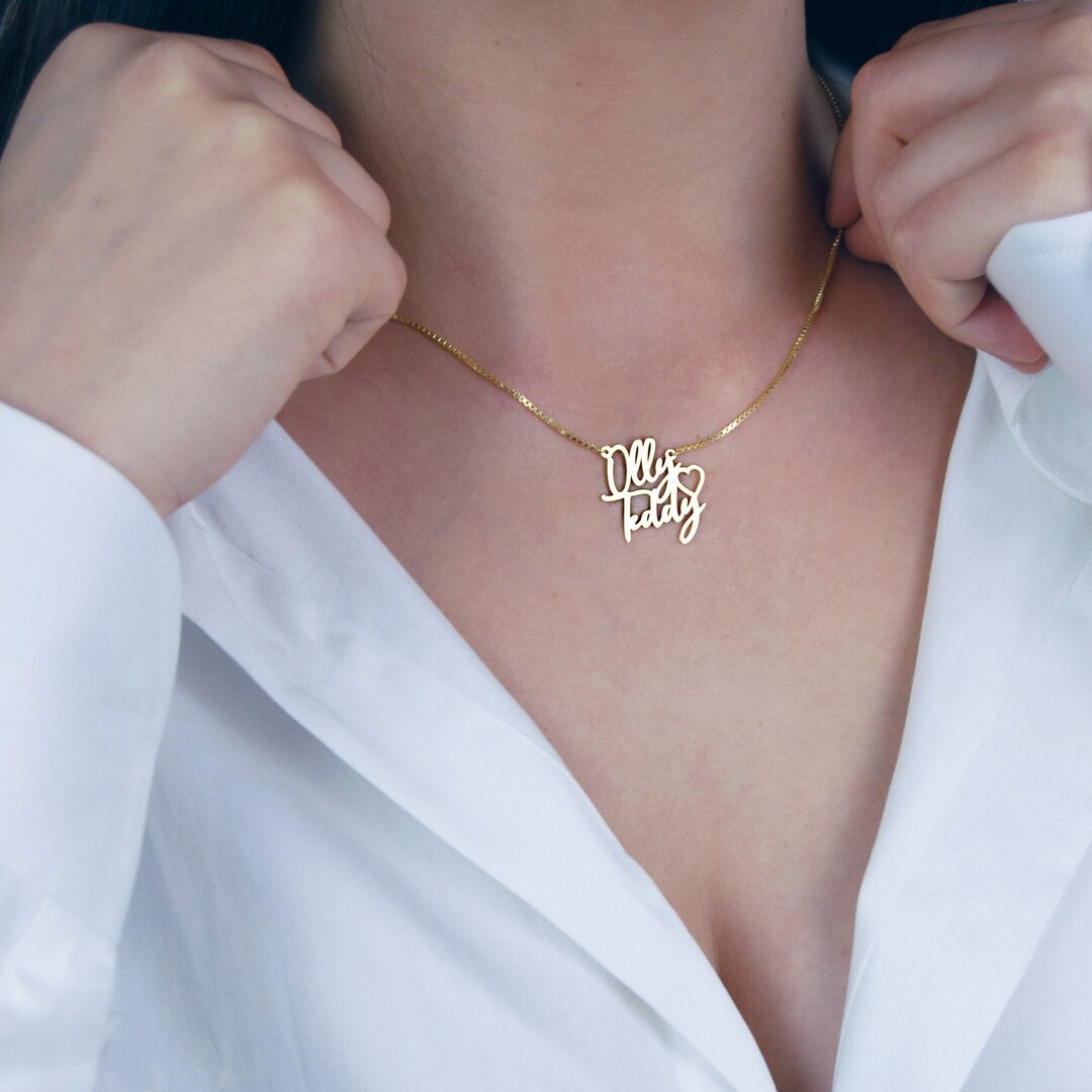 Personalized Two Name Necklace for Christmas Gifts, 14K Gold Plated ...