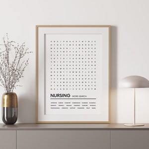 School Nurse Office Decor Printable Poster Minimalist Word Search Game ...