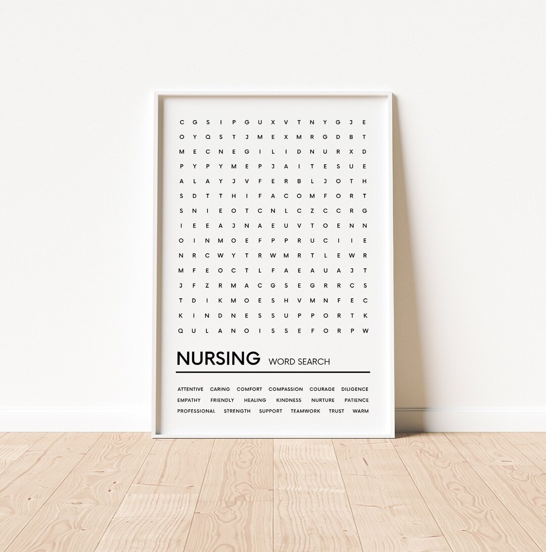 School Nurse Office Decor Printable Poster Minimalist Word Search Game ...