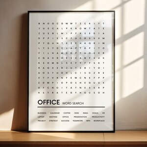 Office Wall Art, Printable Word Search Wall Art, Game Wall Decor, Home ...