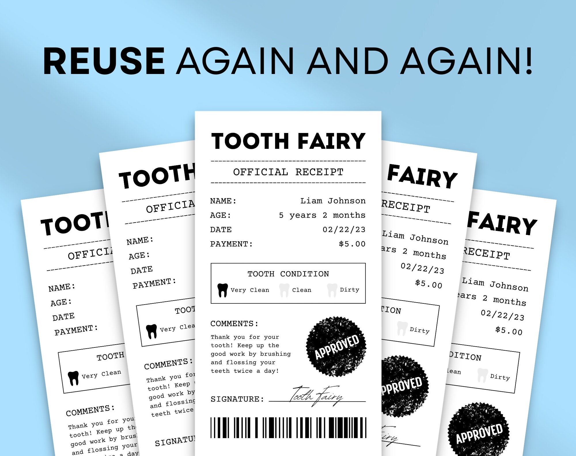 Editable Tooth Fairy Receipt, Printable Certificate First Tooth Lost ...
