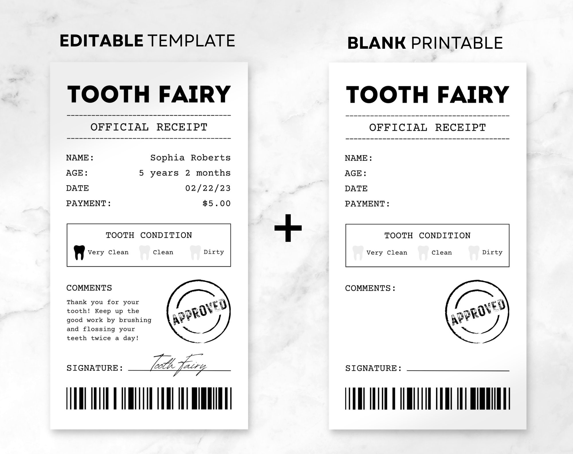 Tooth Fairy Receipt Template Free Printable Pdf