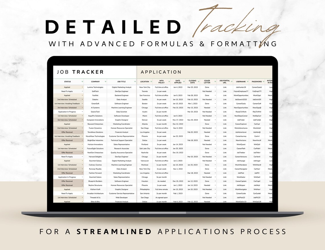 Job Application Tracker, Google Sheets Template, Job Interview Planner ...