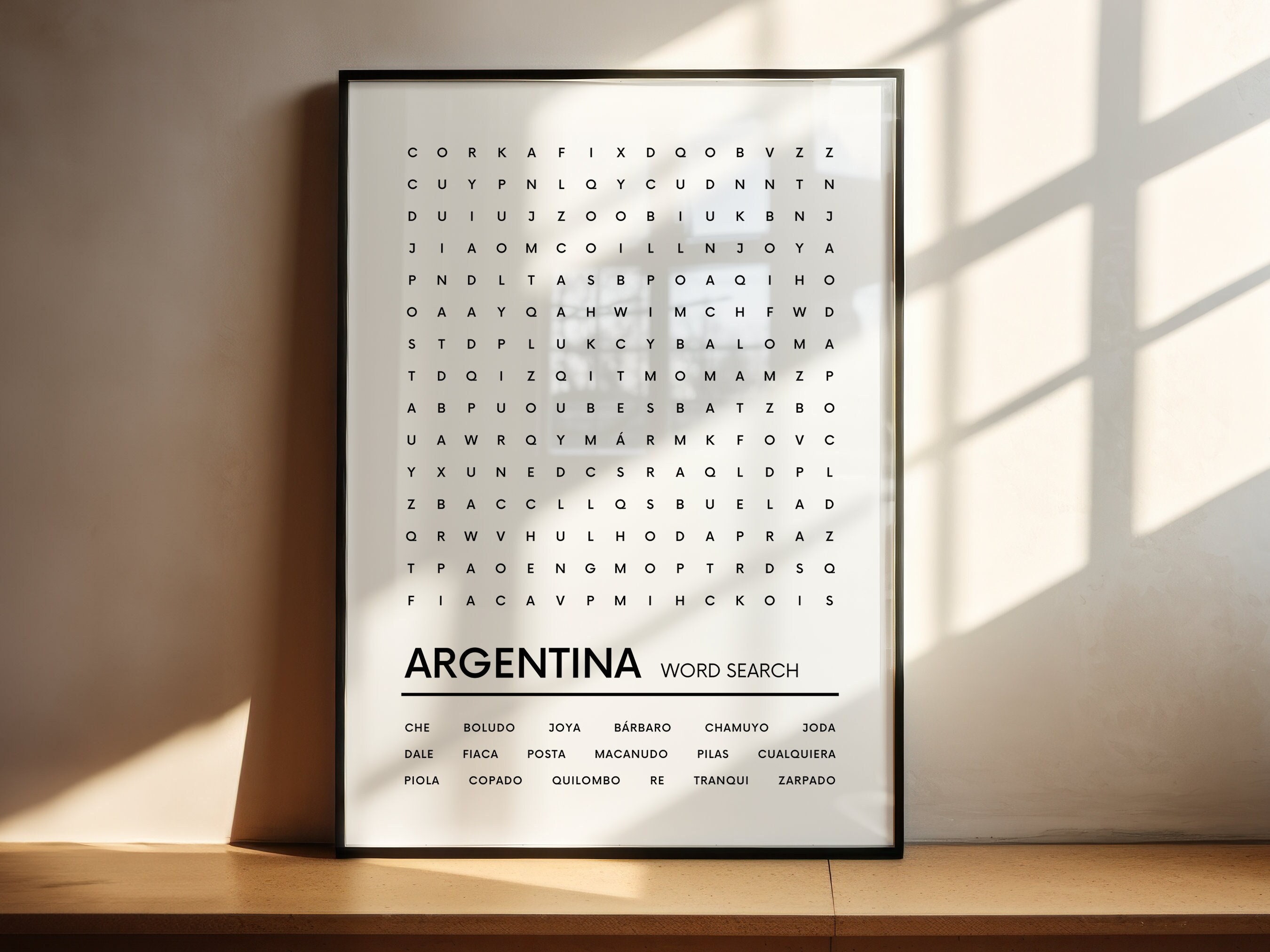 Argentina Printable Wall Art, Word Search Wall Art, Printable Game Wall ...
