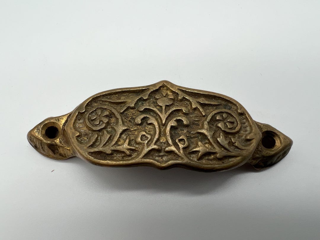 Vintage or Antique Reproduction Dull Brass Drawer Pull - Victorian ...
