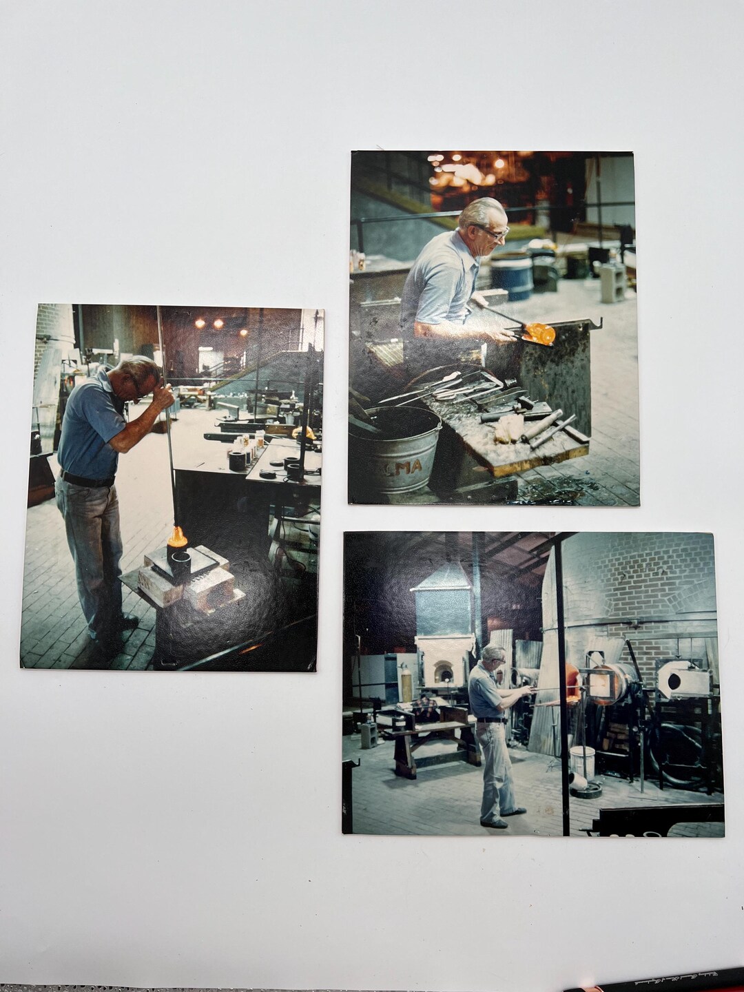 Set of 7 Photos: Bohemian Glasses, Glassmaker, Glory Hole, Spinning the ...