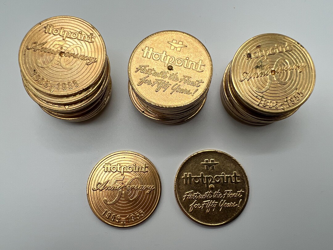 Vintage 1955 Hotpoint Gold Tone Token Coin 50th Anniversary 1905 - 1955 ...