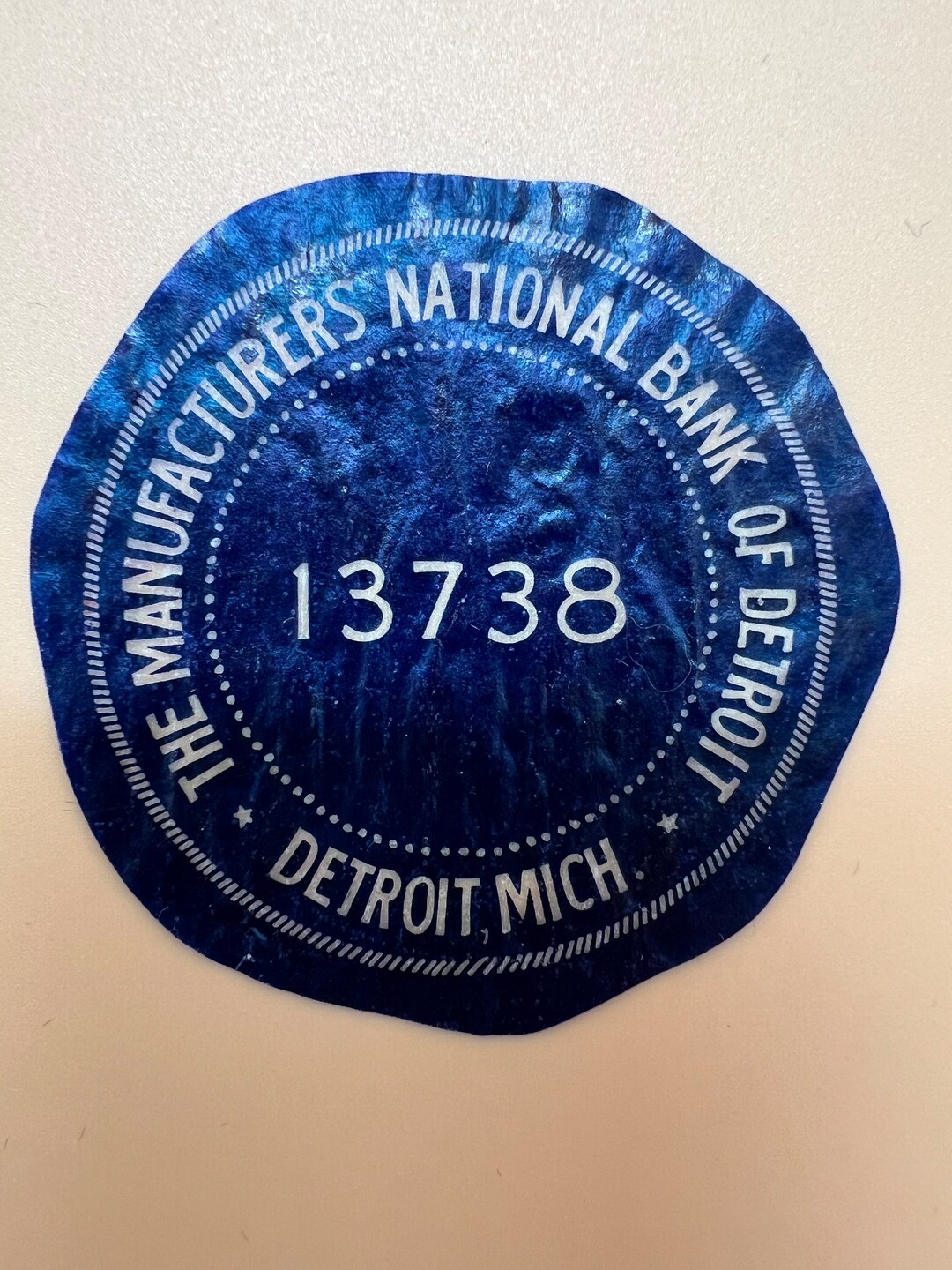 Vintage Bank Envelope Seal - the Manufacturers National Bank of Detroit ...