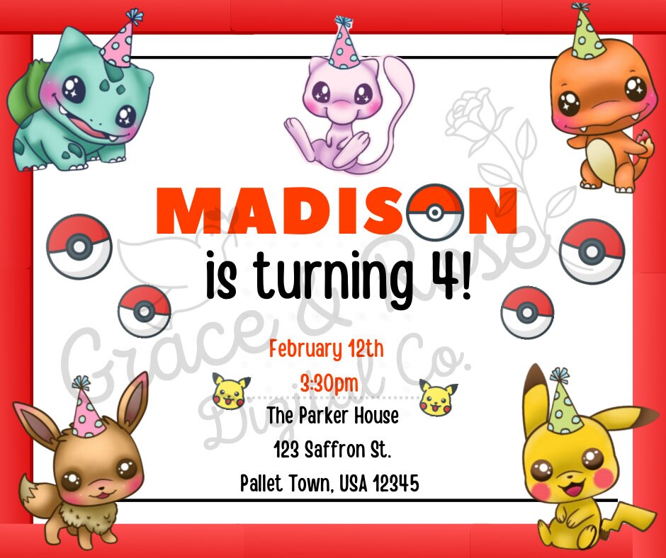 Pokémon Birthday Party Invitation Digital Download - Etsy