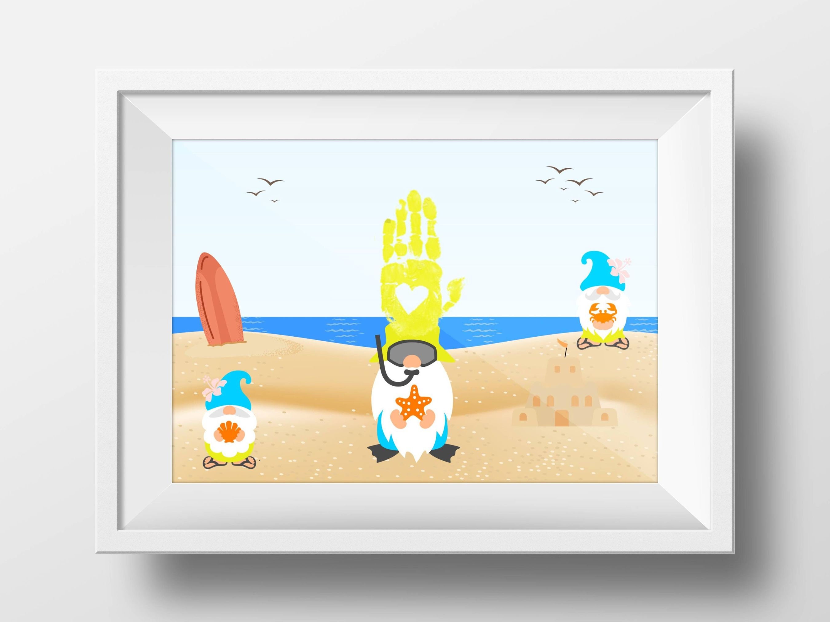Beach Gnome Printable Handprint Craft, Summer Crafts, Baby Keepsake ...