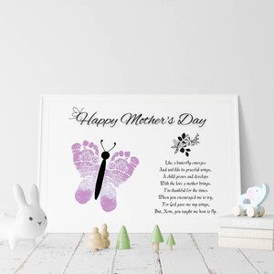 Mother's Day Butterfly Footprint Craft, Mother's Day Footprint Art ...