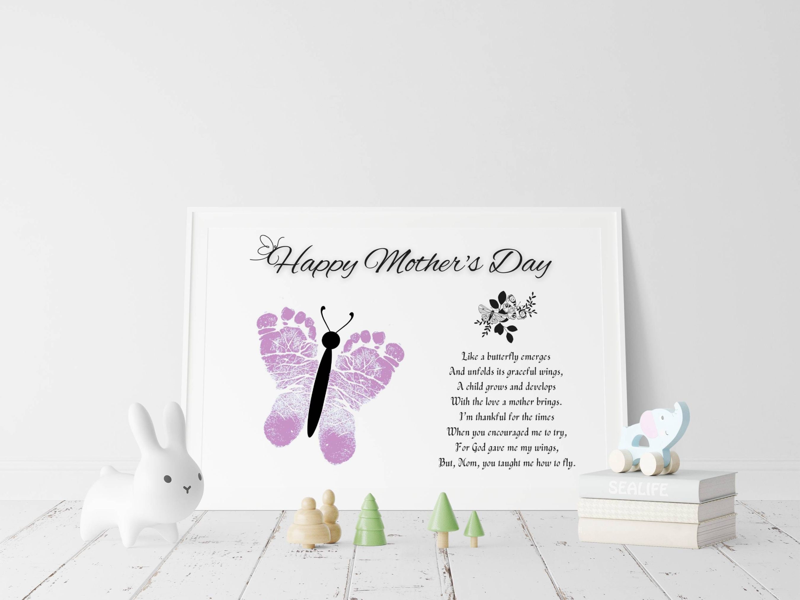 Mother's Day Butterfly Footprint Craft, Mother's Day Footprint Art ...