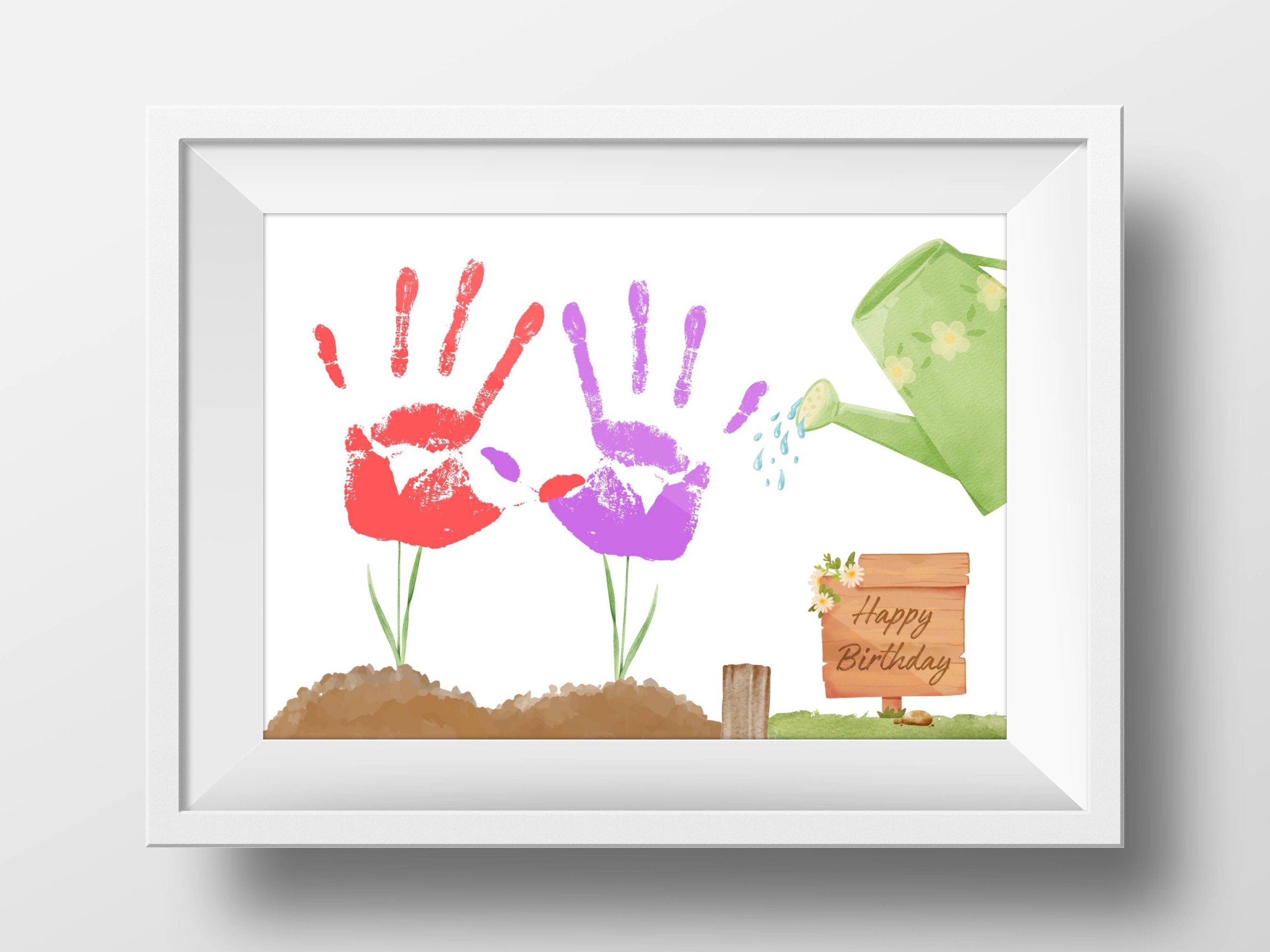 Happy Birthday Flower Handprint Craft, Birthday Art, Baby Keepsake ...